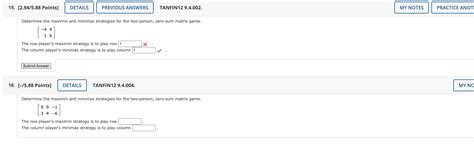 solved determine the maximin and minimax strategies for the