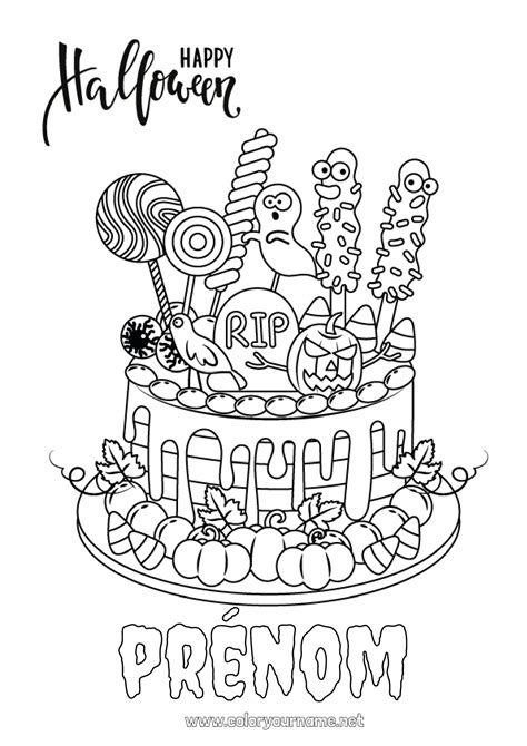 Coloriage N G Teau Halloween Inscription Halloween