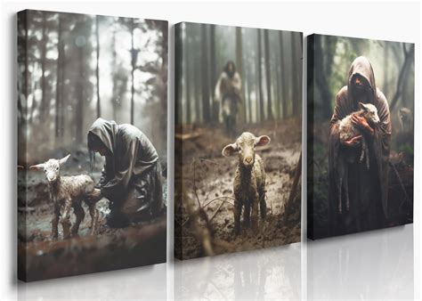Mua Gubiyu Jesus And Lamb Canvas Wall Art Set Of Jesus Running After