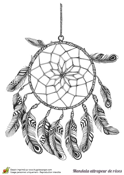 Coloriage dun mandala attrape rêve filet