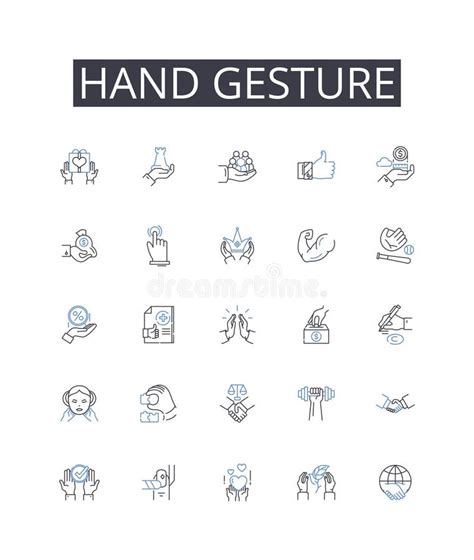 Hand Gesture Line Icons Collection Eye Contact Facial Expression