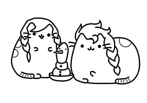 Coloriage Pusheen Elsa télécharger et imprimer gratuit sur