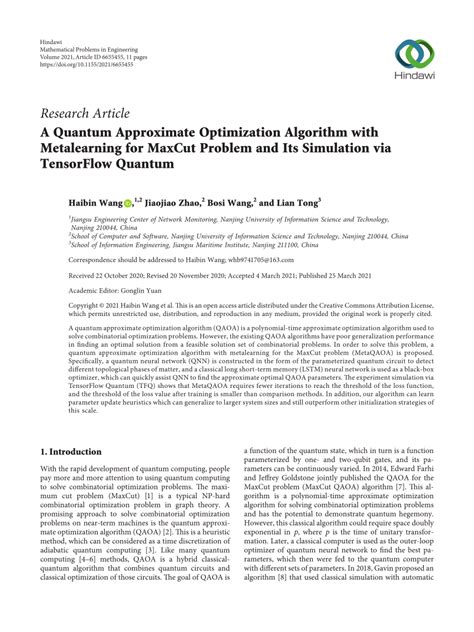 pdf a quantum approximate optimization algorithm with metalearning for maxcut problem and its