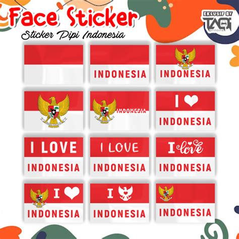 Jual Sticker Pipi Merah Putih I Love Indonesia Tempelan Pipi Bendera