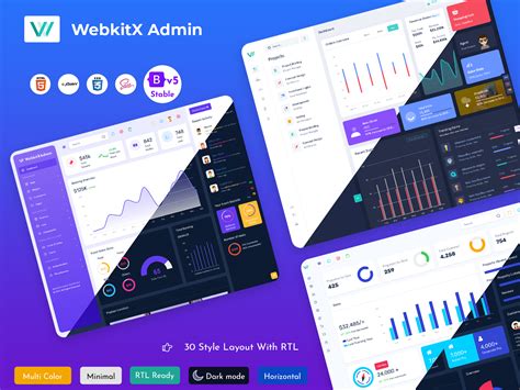 Most Attractive LTR Side Dark Bootstrap Admin Dashboard WebkitX