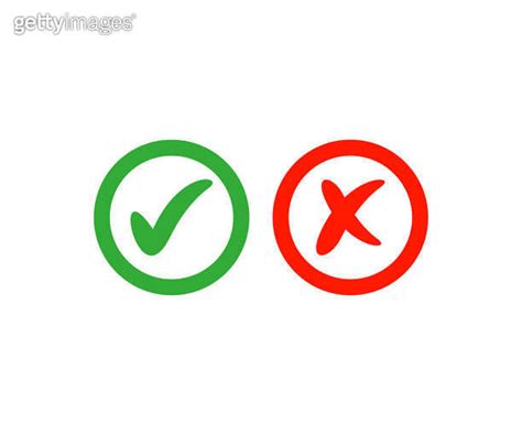 Green Approval Check Mark And Red Cross Icons In Circle Checklist