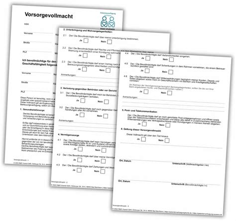 Vorsorgevollmacht Pdf Vordruck Kostenlose Vorsorgevollmacht