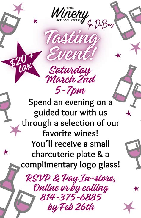 Tasting Event Dubois The Winery At Wilcox