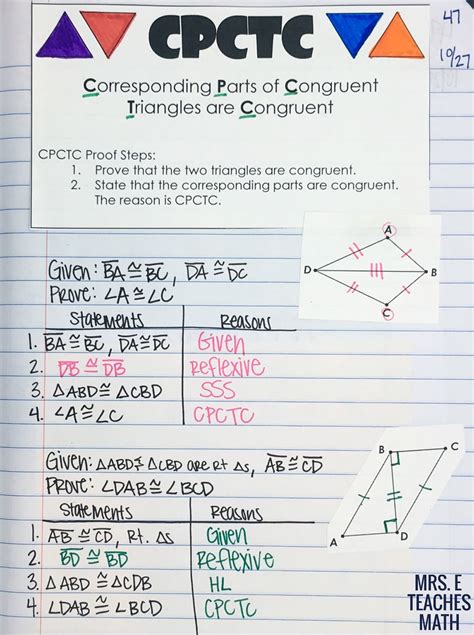 CPCTC INB Page Mrs E Teaches Math Worksheets Library