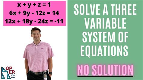 solve a three variable system of equations with no solution youtube