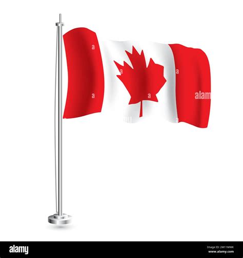 Canadian Flag Isolated Realistic Wave Flag Of Canada Country On