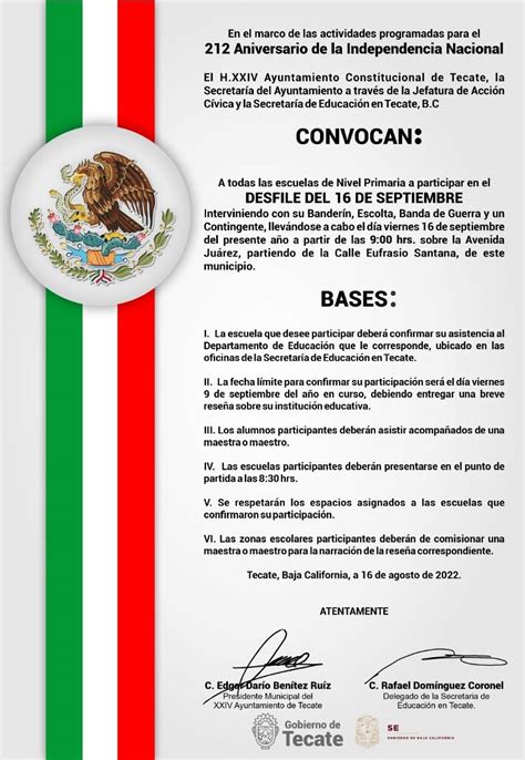 CONVOCAN A PARTICIPAR EN EL DESFILE CÍVICO EN CONMEMORACIÓN A LA