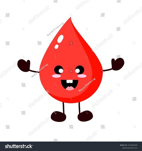 Cute Blood Drop Cartoon Character Concept Stock Vector Royalty Free