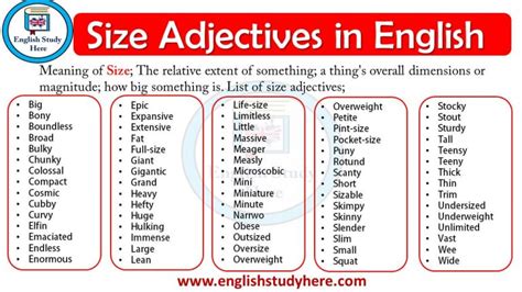 Most Common Adjectives English Study Here