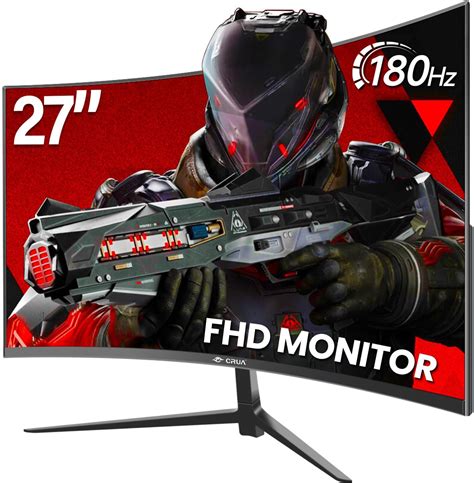 CRUA Gaming Monitor 27 Inch 180Hz Curved PC Monitor Full HD 1080P