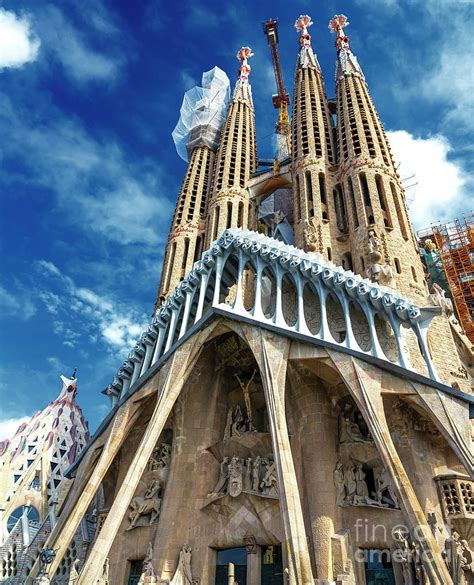 Basilica I Temple Expiatori De La Sagrada Familia In Barcelona Spain
