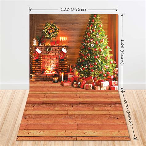 Fundo Fotográfico Árvore de Natal Lareira 1 75x1 20 Pn 0076