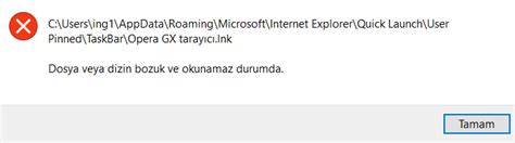 Kısayolda dosya veya dizin bozuk okunamaz durumda hatası Technopat