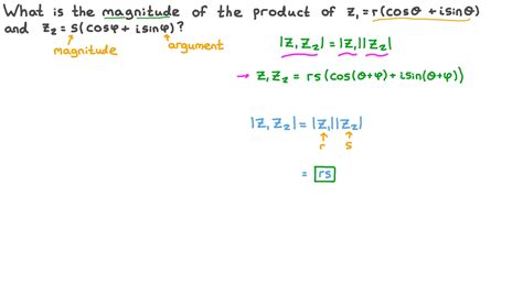 question video the modulus of the product of complex numbers in polar form nagwa