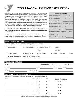 Fillable Online Ymca Financial Assistance Application Western YMCA