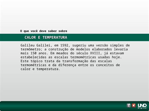 Ppt Calor E Temperatura O Que Voc Deve Saber Sobre Galileu Galilei