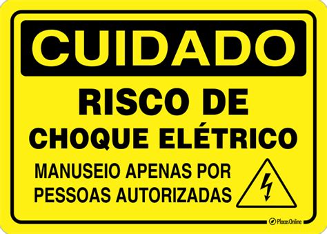 Placa CUIDADO Risco de choque elétrico Manuseio apenas por pessoas