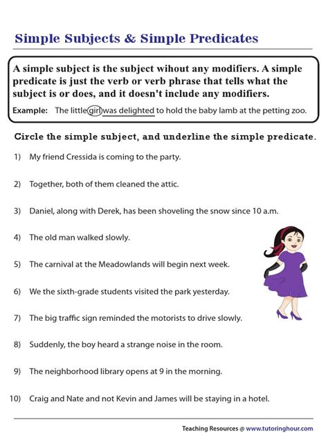 Simple Subjects Simple Predicates Circle The Simple Subject