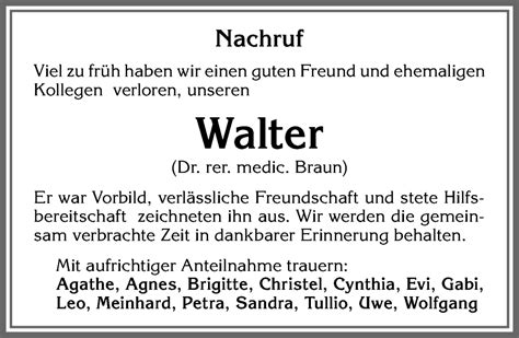 Traueranzeigen von Walter Allgäuer Zeitung