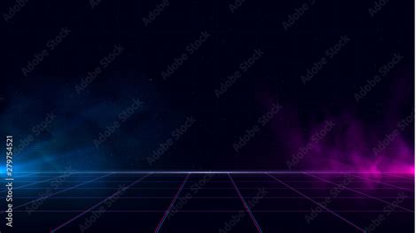 Synthwave Vaporwave Retrowave Cyber Background With Copy Space Laser