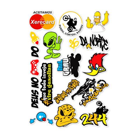 Cartela De Adesivos Para Moto Carro E Caminh O Top Top Em Promo O