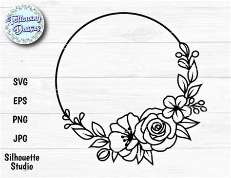 FLORAL FRAME In SVG Floral Wreath Monogram Frame Circle Frame Frame