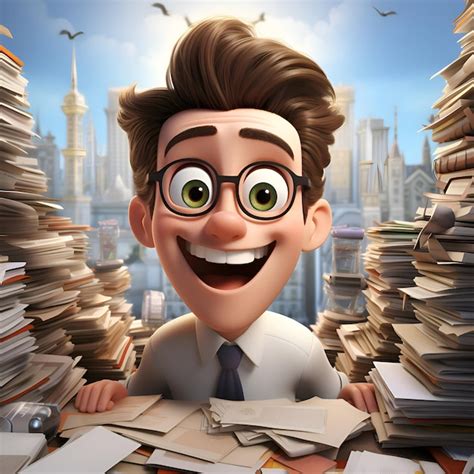 Ilustraci N D De Un Personaje De Dibujos Animados Con Gafas Y Una Pila