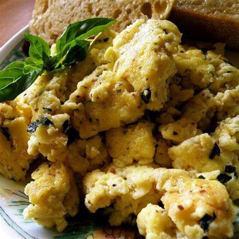 Creamy Cheesy Scrambled Eggs With Basil Recipe Recipes Scrambled
