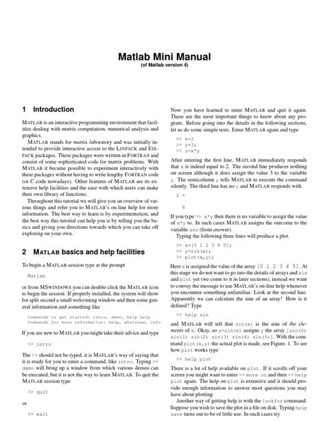 mini tuto matlab pdf matlab matrix mathematics