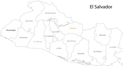 El Salvador Map Contour Country Outline Vector Contour Country