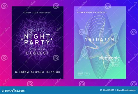 Neon Edm Flyer Electro Trance Music Techno Dj Party Stock