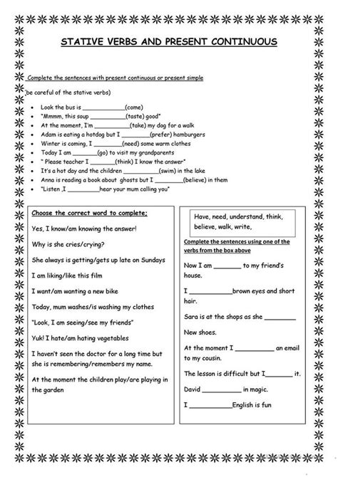 Active And Stative Verbs English Esl Worksheets For Distance Learning