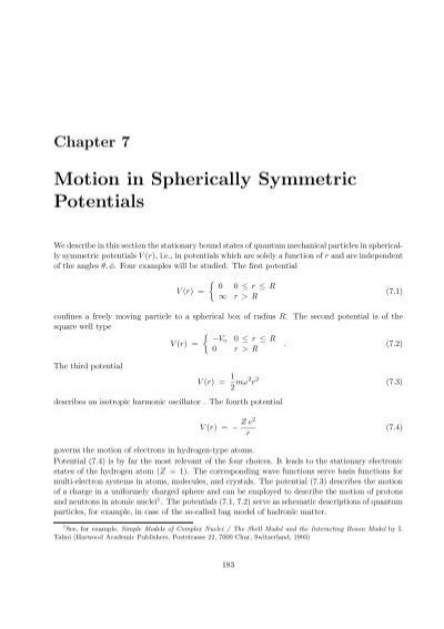 chapter 7 motion in spherically symmetric potentials