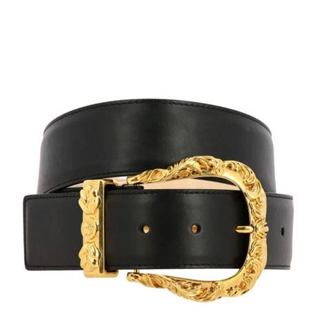 Versace Outlet Belt In Leather With Maxi Metal Buckle Gold Versace