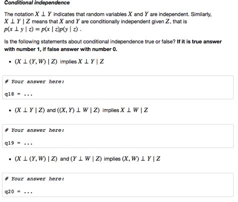 solved conditional independence the notation x l y indicates
