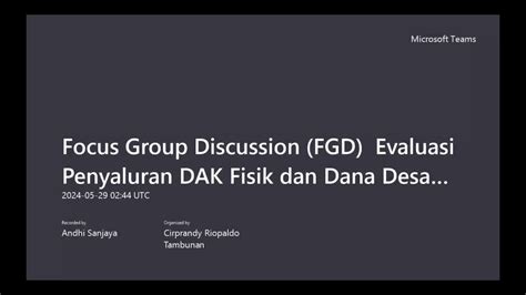 Focus Group Discussion FGD Evaluasi Penyaluran DAK Fisik Dan Dana Desa