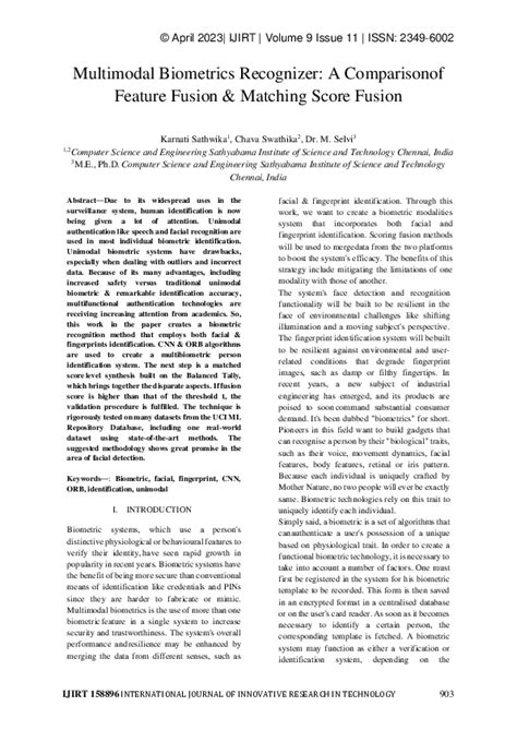 pdf multimodal biometrics recognizer a comparison of feature fusion and matching score fusion