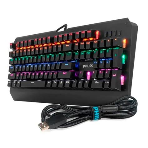 Teclado Gamer Philips Serie G Spk Mec Nico Luminoso Led Rgb Cabo