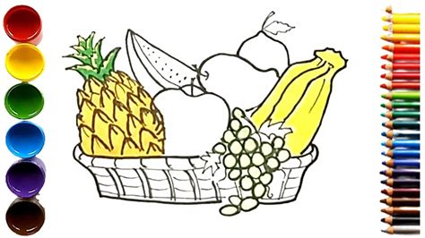 How To Draw Fruits Basket Easy Cómo dibujar una canasta de frutas