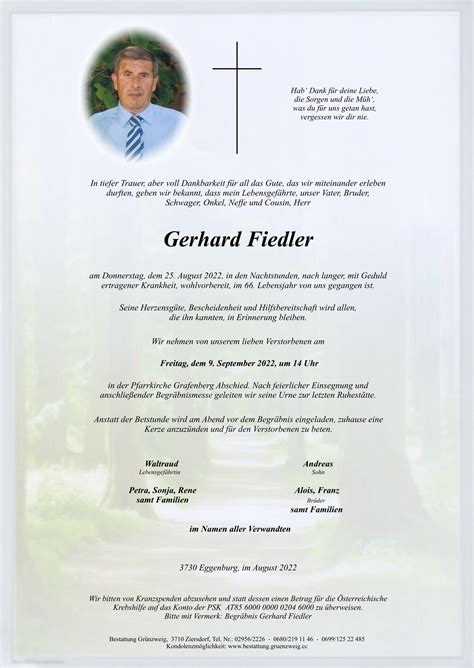 Gerhard Fiedler Bestattung Gr Nzweig