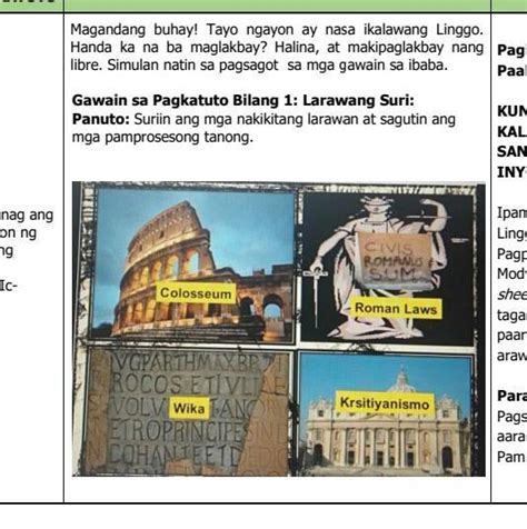 Gawain Sa Pagkatuto Bilang 1 Larawang Suri Panuto Suriin Ang