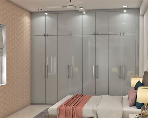 Grey And White Compact Swing Wardrobe Design Livspace