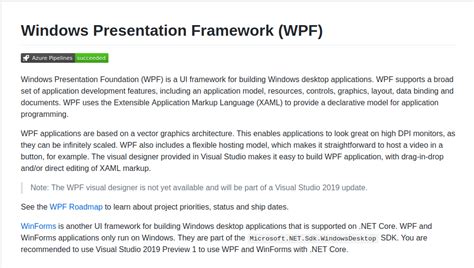 windows presentation framework wpf windows forms and
