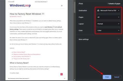 how to convert and save webpage to pdf in windows
