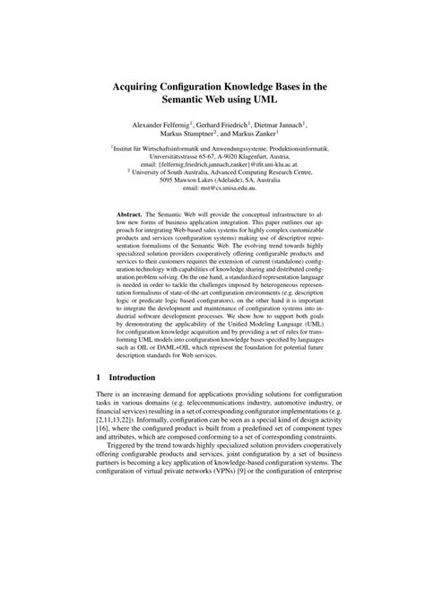 pdf acquiring configuration knowledge bases in the semantic web using uml